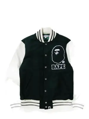 A BATHING APE X Undefeated Varsity Jacket - Green/white