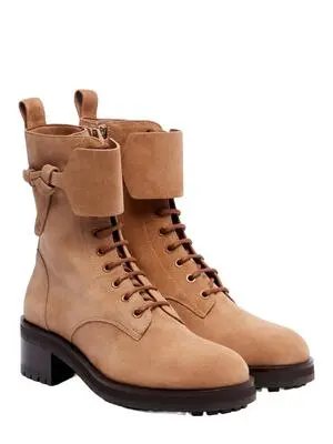 JIMMY CHOO Rosabel Suede Combat Boots - Brown