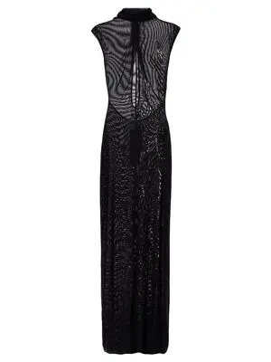 Jean Paul Gaultier Sequined Mesh Maxi Dress - Black