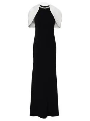 Roland Mouret Embellished Caped Satin Crêpe Gown - Black
