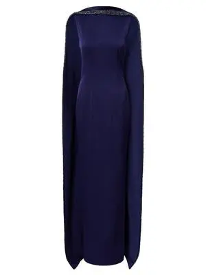 Roland Mouret Embellished Cape Effect Gown - Blue