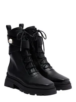 JIMMY CHOO Noemi 45 Leather Combat Boots - Black