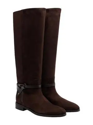 JIMMY CHOO Lawton Knotted Suede Knee-high Boots - Brown
