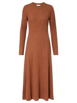 Altuzarra Gia Ribbed-knit Wool And Cashmere Maxi Dress - Brown