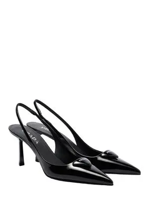 Prada Patent Leather Slingback Pumps - Black