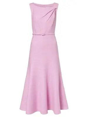 Roland Mouret Asymmetric Belted Bouclé Midi Dress - Pink