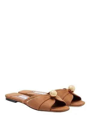 JIMMY CHOO Siva Suede Slides - Brown