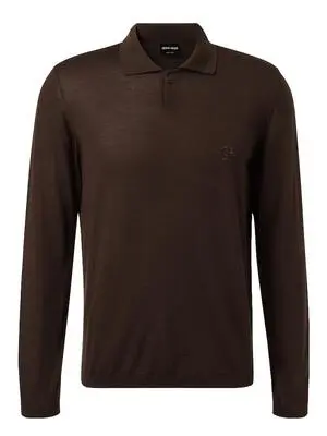 Giorgio Armani Virgin Wool Polo Sweater - Brown