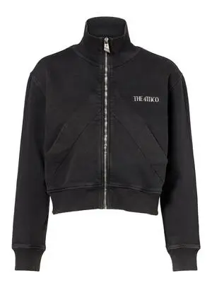 Attico Cropped Cotton Track Jacket - Black