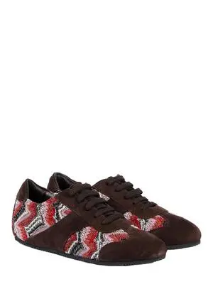 Missoni Lamé-trimmed Suede Sneakers - Brown