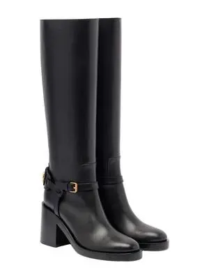 Valentino Garavani Vlogo Leather Knee-high Boots - Black