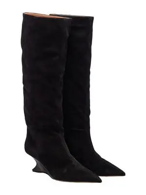 Paris Texas Nina 50 Suede Knee-high Boots - Black