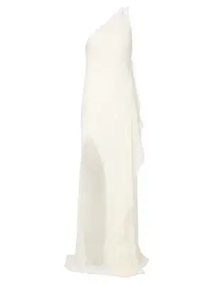 THE SEI One-shoulder Ruffled Silk Gown - White