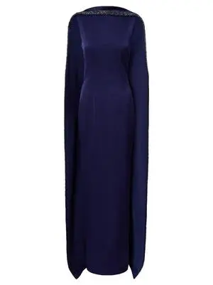 Roland Mouret Embellished Caped Gown - Blue