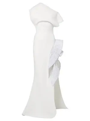 Maticevski Wishing Ruffled Asymmetric Gown - White