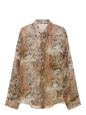 JNBY Graphic-print Silk Shirt - Brown