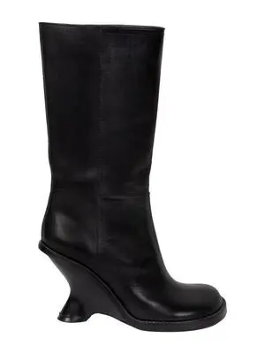 Dries Van Noten 90mm Leather Wedge Boots - Black