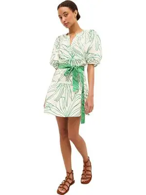 MARIE OLIVER Printed Mini Dress With Sash Belt - Palm