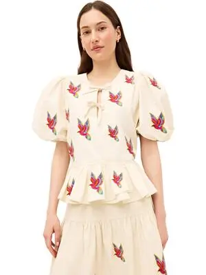MARIE OLIVER Estella Embroidered Top Flock