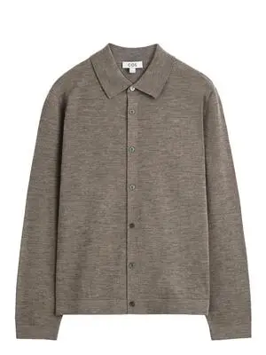 Cos Knitted Merino Wool Shirt - Brown