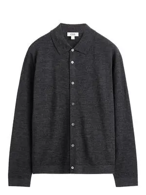 Cos Knitted Merino Wool Shirt - Gray