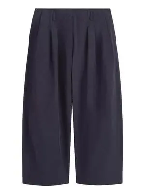 Cos Pleated Cotton Barrel-Leg Trousers Navy