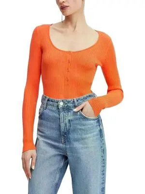 Pinko Ribbed Long-sleeved Top - Orange