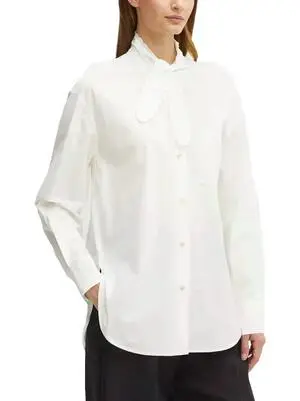 FORTE_FORTE Tie-neck Cotton Shirt - White