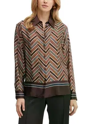 Luisa Spagnoli Geometric-pattern Collared Shirt - Brown
