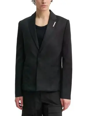 HELIOT EMIL Lapel-detail Logo-plaque Blazer - Black
