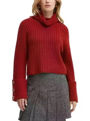 Luisa Spagnoli Ribbed Button-detail Sweater - Red