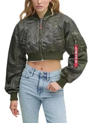 Alpha Industries Zip-up Cropped Bomber Jacket - Green