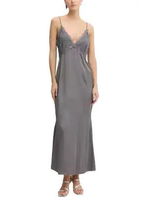 NEVER FULLY DRESSED Lace-insert Slip Maxi Dress - Grey