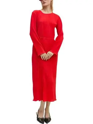 NEVER FULLY DRESSED Long-sleeve Midi Dress - Red