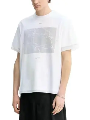HELIOT EMIL Marl Graphic-print Layered T-shirt - White