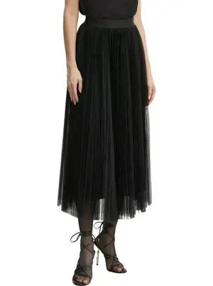 FORTE_FORTE Pleated Tulle Midi Skirt - Black