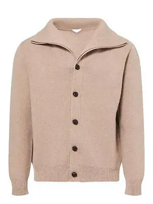 Bottega Veneta Compact High-collar Knitted Wool Cardigan - Sparrow