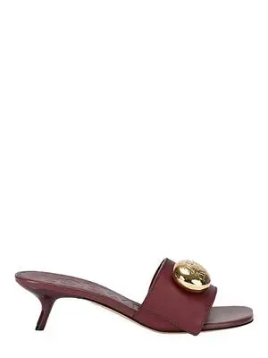 Loewe Pebble 45 Heeled Leather Slides Wine