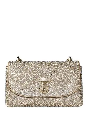 JIMMY CHOO Curve Rhinestone-embellished Suede Cross Body Bag - Gold/crystal/shiny