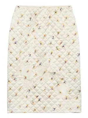 Prada Floral-print Quilted Satin Knee-length Skirt - Yellow