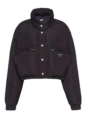 Prada Re-nylon Cropped Padded Down Jacket - Black
