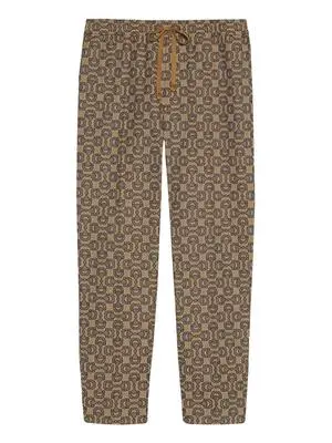 Gucci Horsebit Jacquard Canvas Track Bottoms - Tan