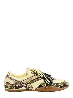 Miu Miu Gymnasium Technical Fabric And Python Low-Top Sneakers Ananas Felce