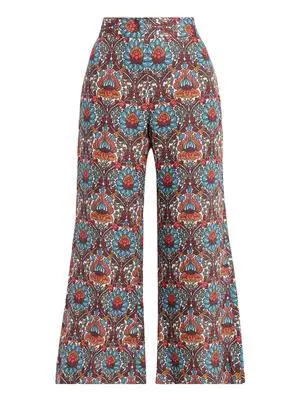 Smythe Cropped Wide Leg Pants - Burgundy Multi