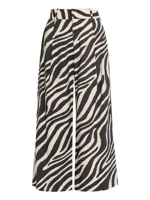 Smythe Cropped Pleated Trousers - Zebra