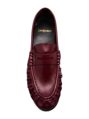 Saint Laurent Leather Penny Loafers Bordeaux