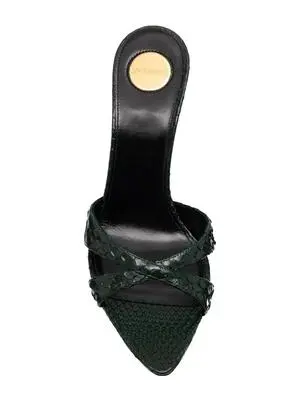 Saint Laurent Kirat Snake Mule Sandals - Green