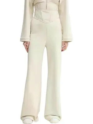 Pinko Corset Waist Wide Leg Trousers - Neutrals