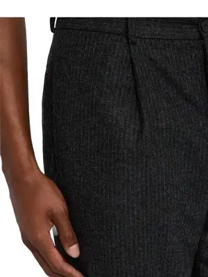FRAME Pinstripe Wide Leg Trousers - Dark Grey