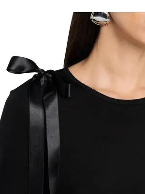 Simone Rocha Ribbon Bow Long-Sleeve T-Shirt Black